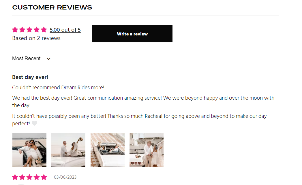 Get Glowing Reviews | Dream Rides